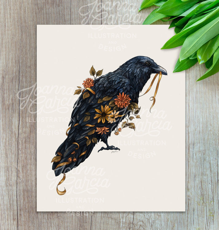 "Gold" Raven Art Print - Joanna Garcia Illustration – Lexie and Lee