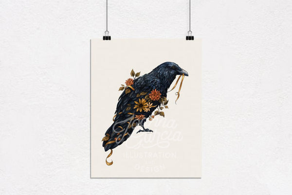 "Gold" Raven Art Print - Joanna Garcia Illustration – Lexie and Lee